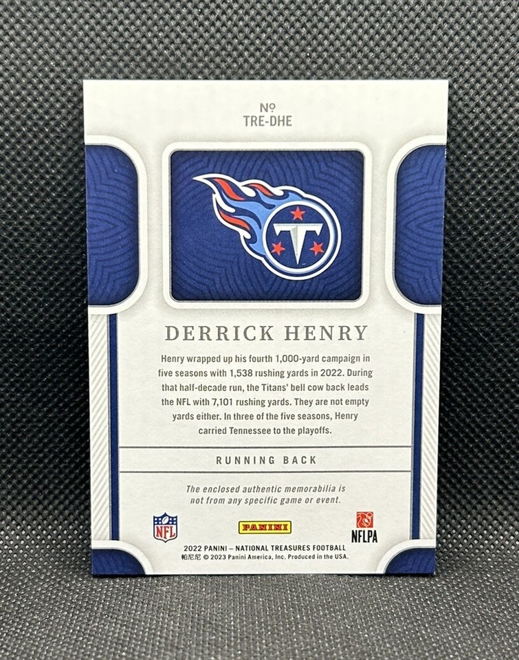 Derrick Henry 5/25 3 Color Patch 2022 National Treasures Tremendous ...