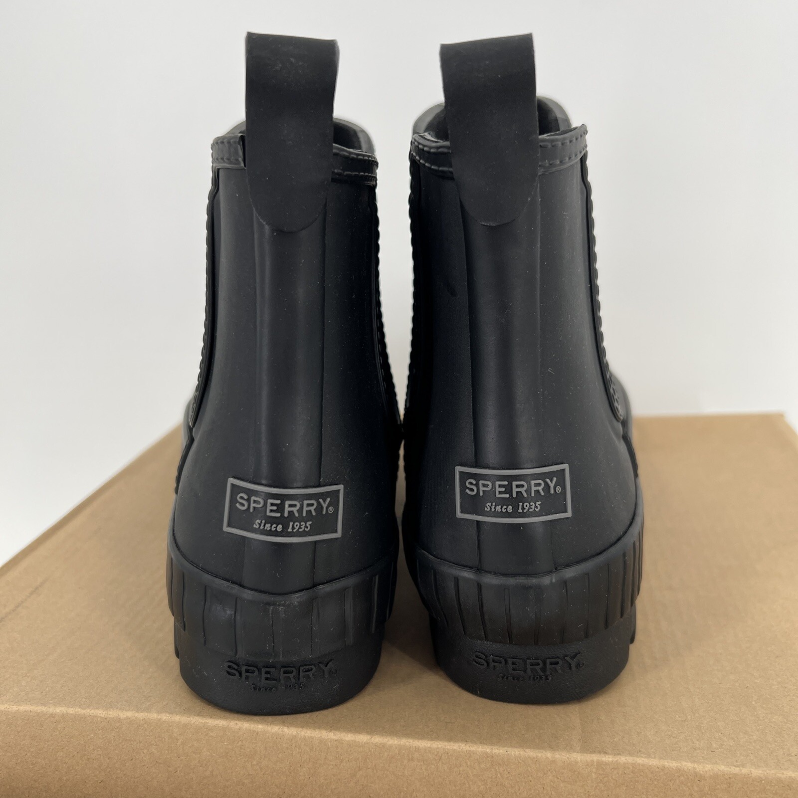 SPERRY WOMEN'S "TORRENT" BLACK RUBBER CHELSEA RAIN BOOT STS86828 SIZE ...
