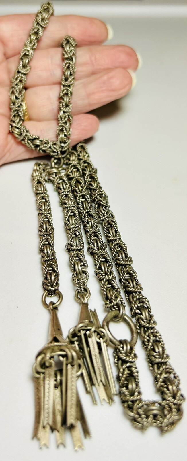ANTIQUE Heavy! 85g 36” BYZANTINE Chain Tribal Engrave… - Gem