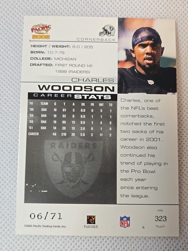 2002 Pacific LTD Charles Woodson #323 HOF #6/71!! Rare | eBay