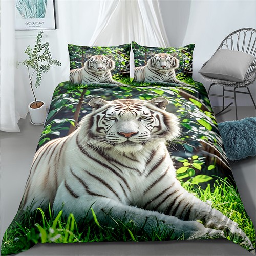 White Tiger Twin/Full/Queen/King Size Bed Duvet/Quilt Cover Set Bedding ...