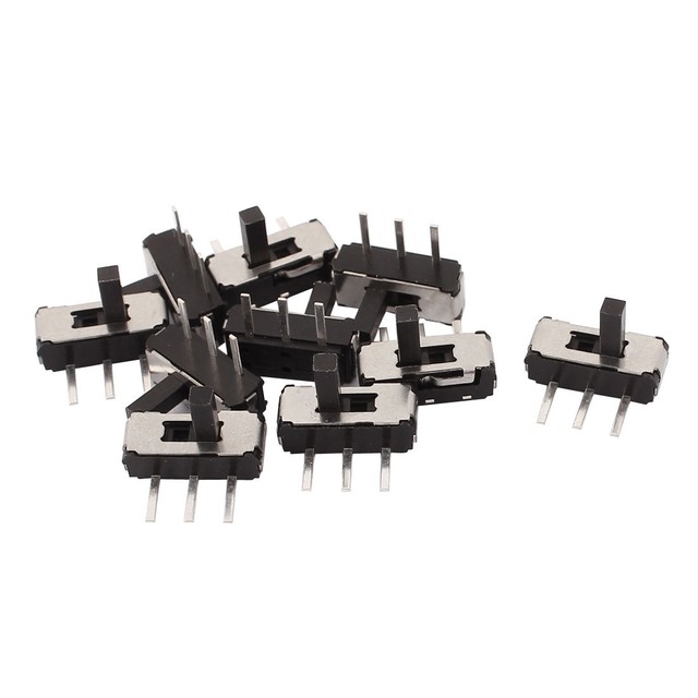 10 Pcs 2 Position Vertical 3P SPDT Micro Slide Switch Latching Toggle ...