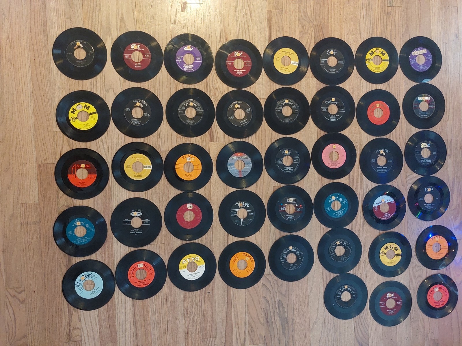 Lot of 43 45's Records Jukebox 7" 45 rpm Mixed Genres bent or warped ...