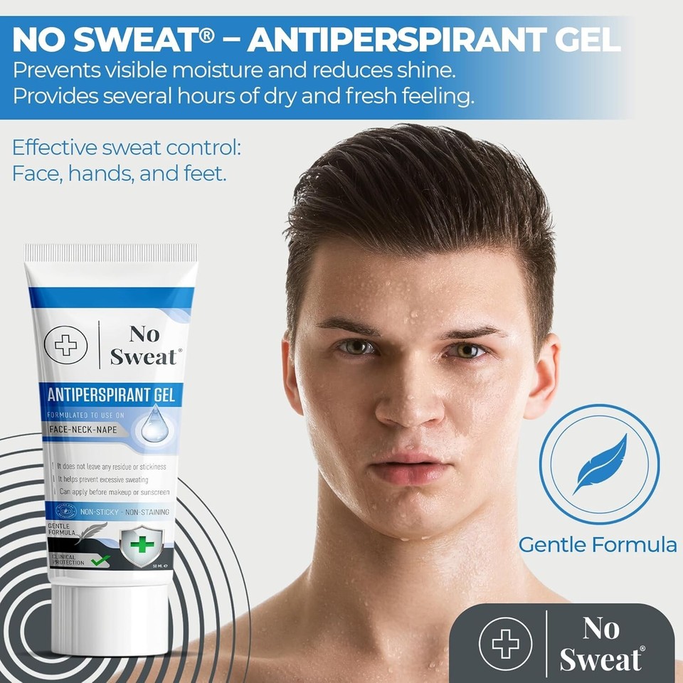 No Sweat Antiperspirant Gel 50 ML - Suitable Usage For Face-Neck-Nape ...