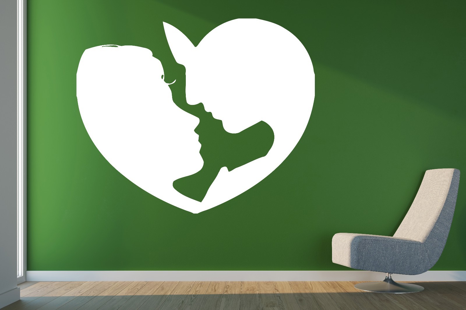 Wall Vinyl Sticker Decal Image Heart Valentine Kiss Love Couple (n133 ...