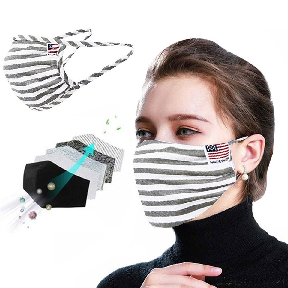 Reusable Washable Fashion Double Layer Cloth Face Cover Masks Men Women ...