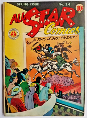 ALL STAR COMICS #24 VG 4.0 DC 1945 HITLER COVER 1ST WILDCAT COVER MR ...