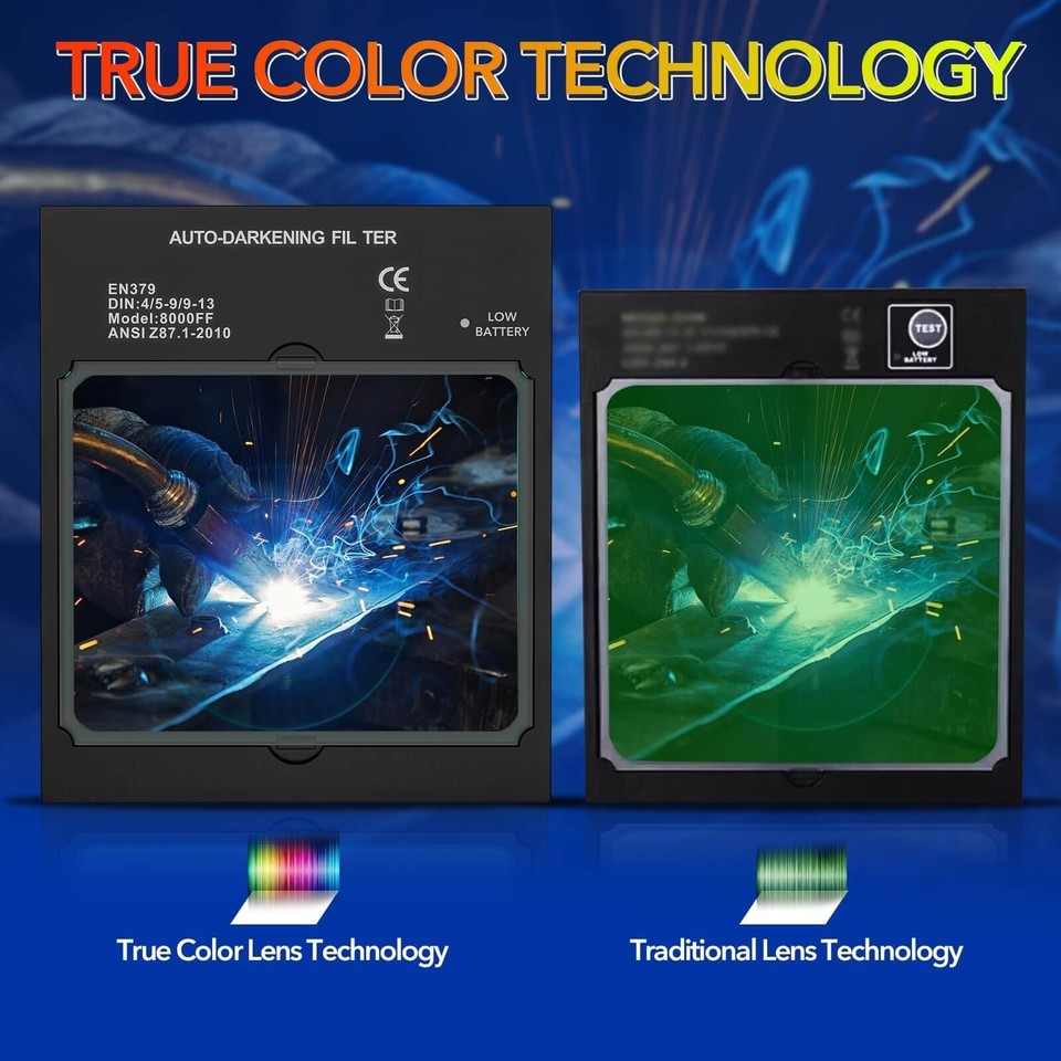 TRQWH Large View Auto Darkening Welding Helmet Mask True Color Solar | eBay