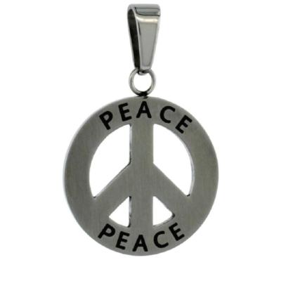 Stainless Steel Peace Sign Pendant, Free Bead Ball Chain | eBay