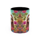 Accent Coffee Mug 11oz Happy Funny Sloth Flowers Floral Multicolor | eBay