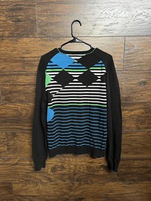 Puma Brand Sweater - V-Neck LS Horizontal Stripes Diamonds M | eBay