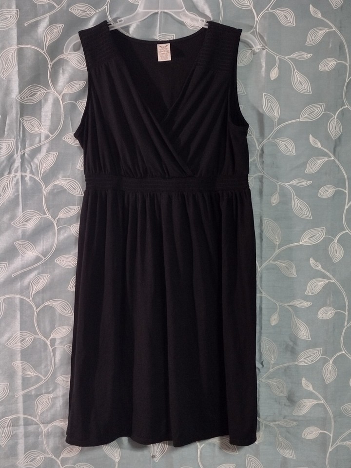 2X 18-20W Black Midi V Neck Sleeveless Swing Dress Faded Glory RN 44480 ...