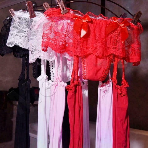 Women Sheer Oil Shiny Glossy Suspender Belt Garter Stockings Set G ...