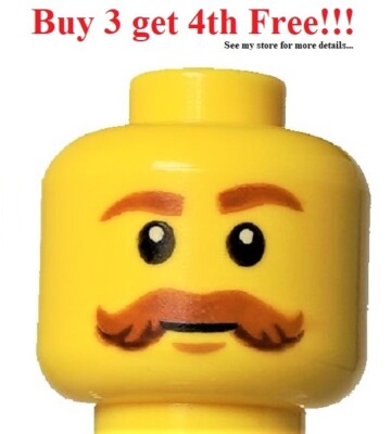 ☀️NEW Lego Minifigure Minifig Male Head Moustache Mustache #25 | eBay