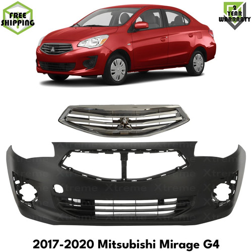 Front Bumper Cover Primed & Grille Assembly Kit For 2017-20 Mitsubishi ...