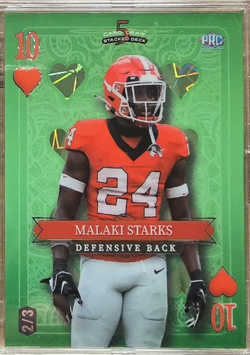 MALAKI STARKS GREEN REFRACTOR ROOKIE CARD #/3 - 2024 WILD CARD 5 CARD ...