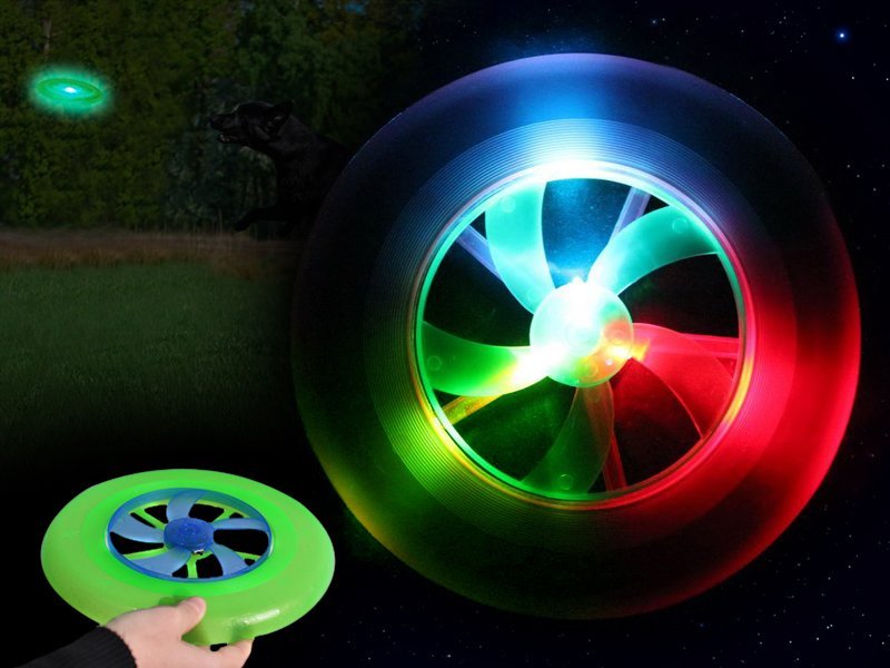 LARGE 23cm LED GLOW IN DARK LIGHT UP FRISBEE FLYING SAUCER DISC OUTDOOR ...