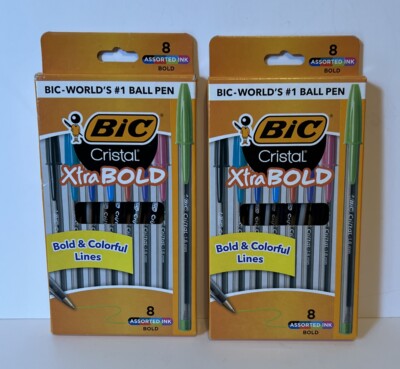 2 Packs of Bic Cristal Xtra Bold Pens Bold & Colorful Lines. 8ct ...