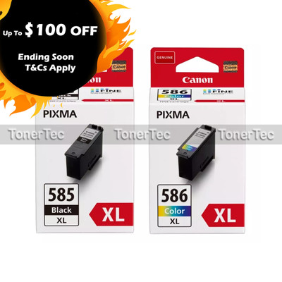 2x Pack Genuine Canon PG-585XL & CL-586XL Ink Cartridge Set High Yield ...