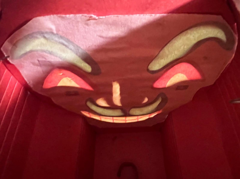 Antique Vintage Halloween 2-Sided Devil Lantern Decoration, Dolly Toy ...