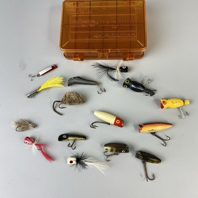 Vintage South Bend Fly Rod Lures Plugs Arbogast in Plano Micro-Magnum ...