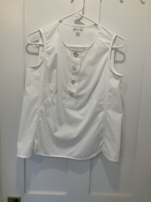 J Jill White Shirt Collection Sleeveless Cotton Stretch Blouse PXS | eBay