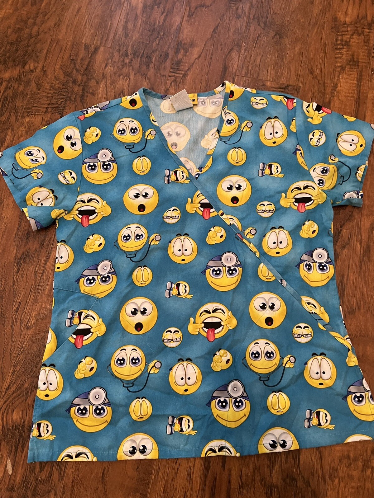 Smiley Face Silly Emoji Extra Small Scrub Top Dr Nurs… - Gem