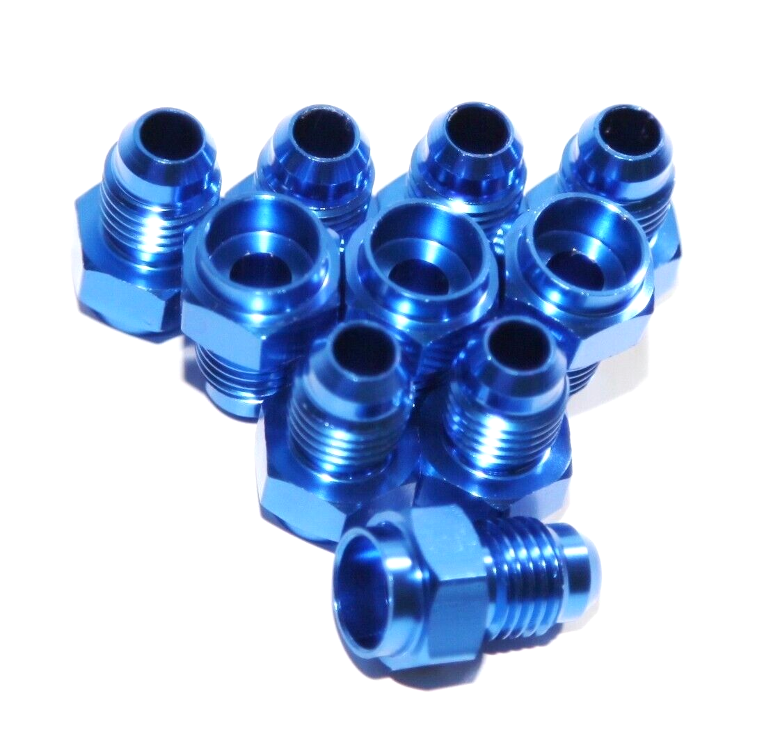 10pcs 4AN AN-4 Male Thread Straight Weld on Flare Aluminum Anodized ...