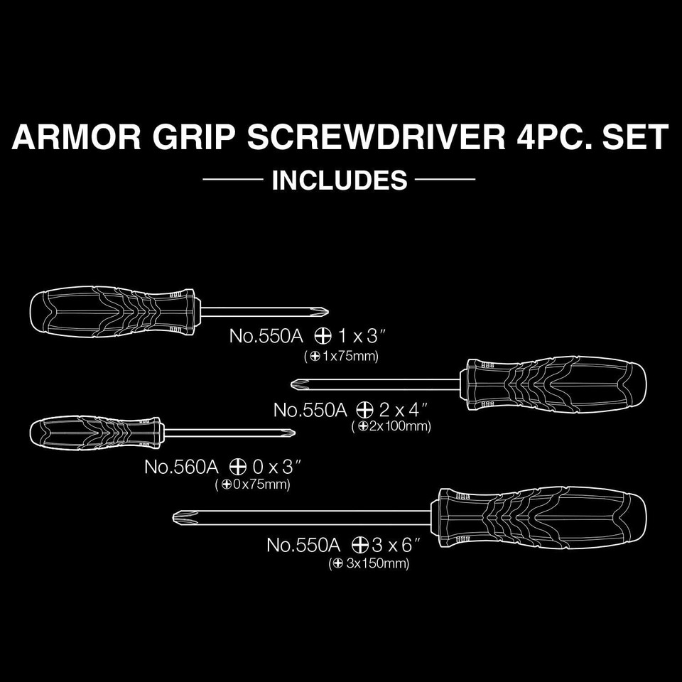 Premium JIS 4 JIS Screwdriver Set Japanese Industrial Standard Drivers ...