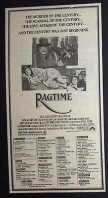 Ragtime (Dino De Laurentiis) NYC Engagements 1982 Small Poster Type Movie Ad | eBay
