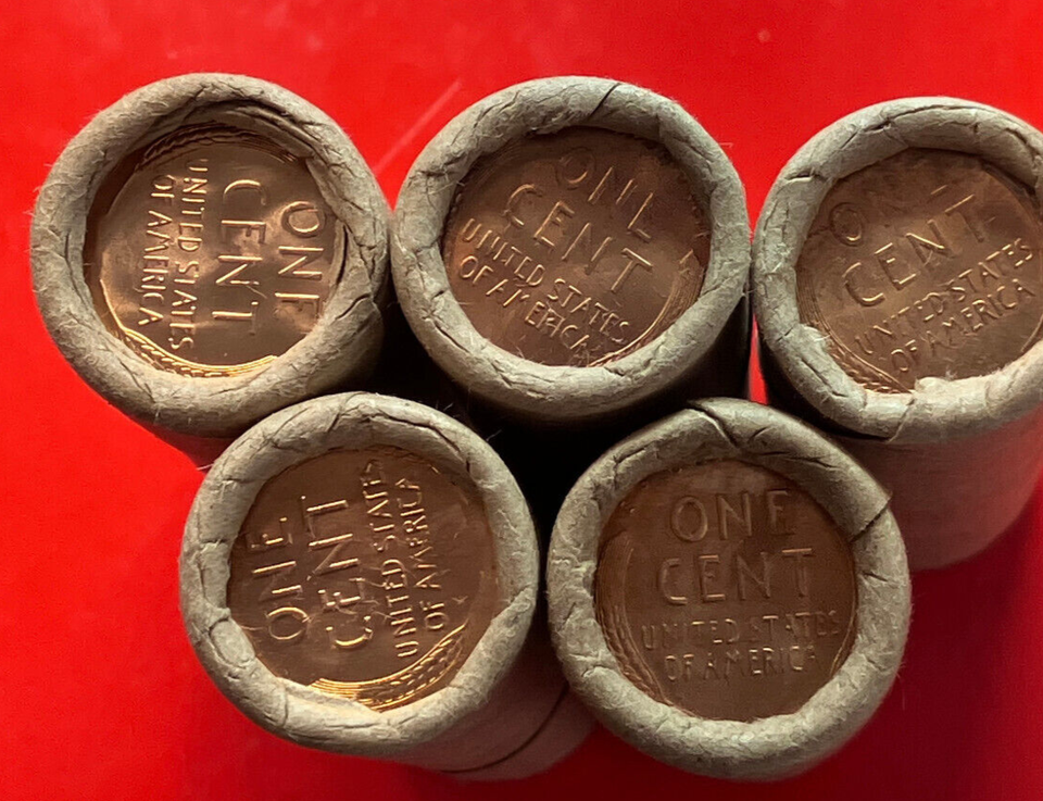 "5" TAILS/TAILS OBW BU LINCOLN WHEAT PENNY ROLLS YEARS UNKNOWN ...