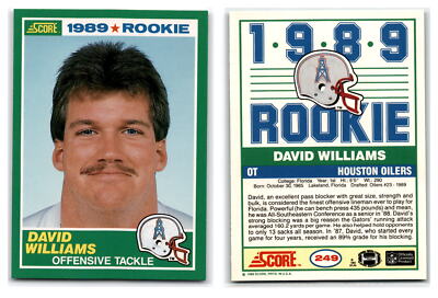 1989 Score Football #249 David Williams - Houston Oilers RC | eBay