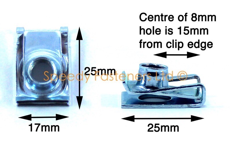 10 x m8 8mm Thread Panel Spire C Clips Speed Clip Spring Zinc Chimney U ...