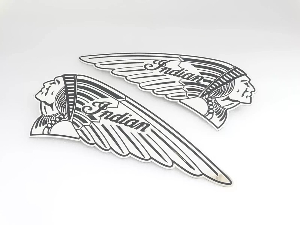 PETROL/GAS TANK BADGES EMBLEMS SET PAIR FOR VINTAGE CHIEF INDIAN ...