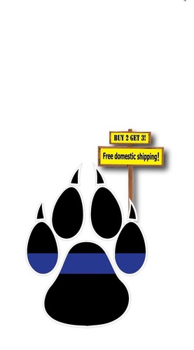 Thin Blue Line Paw Prints K9 Dog Police Support the Fallen Decal ...