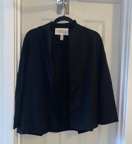 ISAAC MIZRAHI LIVE Elements 24 /7 Stretch Knit Open Front Jacket BLACK ...