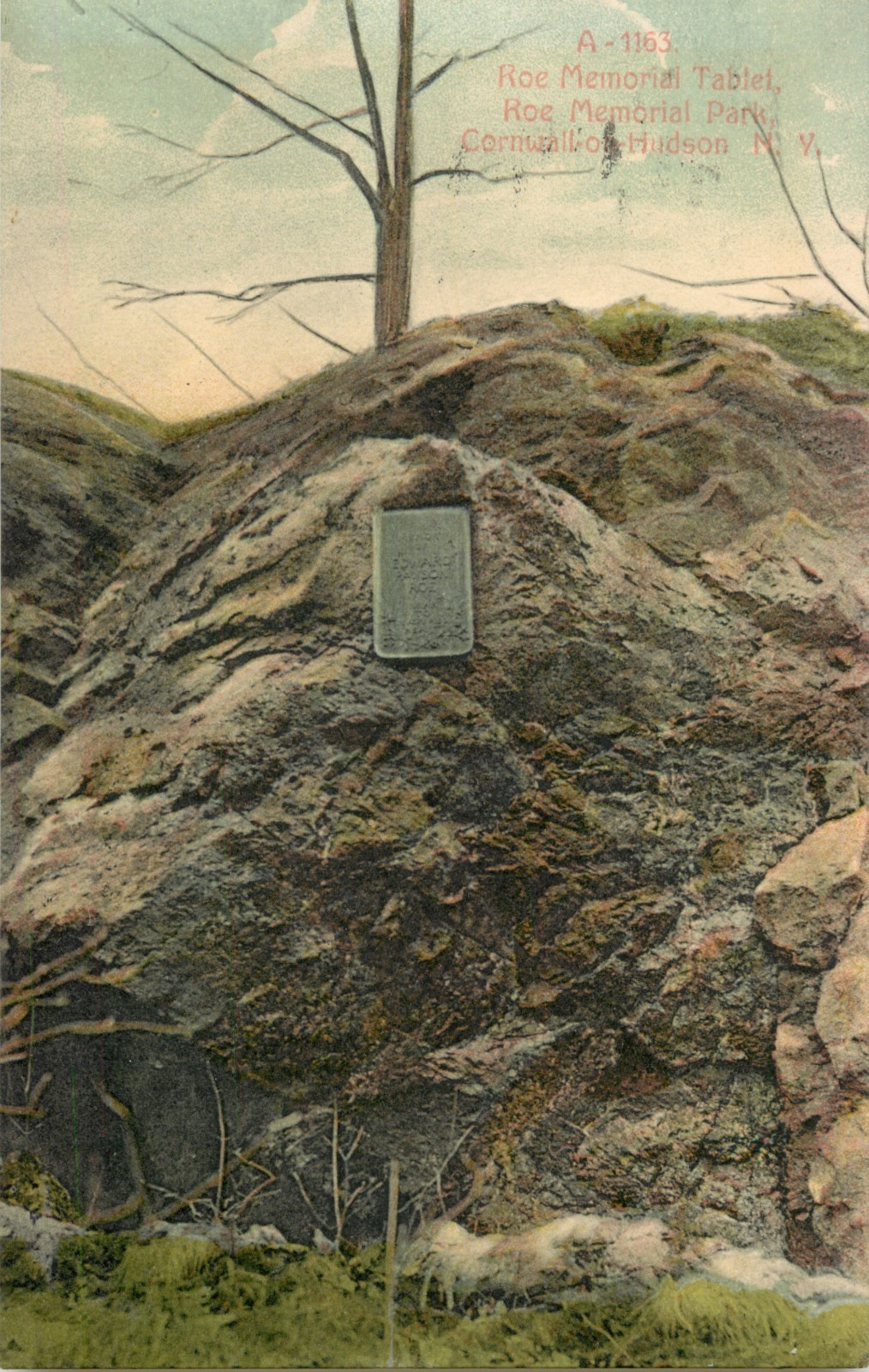 A View Of The Roe Memorial Tablet, Cornwall-On-Hudson, New York NY 1914 ...