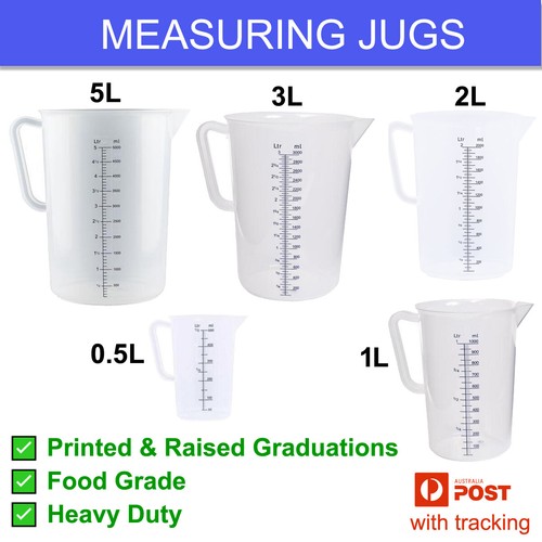 Graduated Plastic Measuring Jugs Food Grade Polypropylene Jug .5L, 1L ...