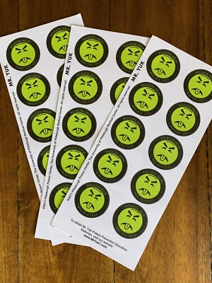 Mr. Yuk Stickers 30 Stickers (3 Sheets) Poison Prevent Yuck LOWEST ...