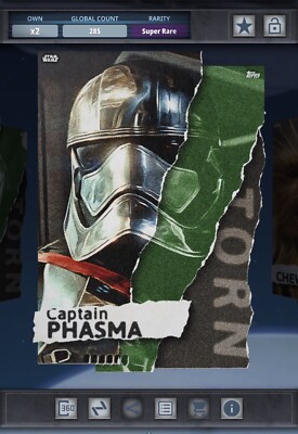 CPT PHASMA SR GREEN-TORN 2022 THE FORCE AWAKENS-TOPPS STAR WARS CARD ...