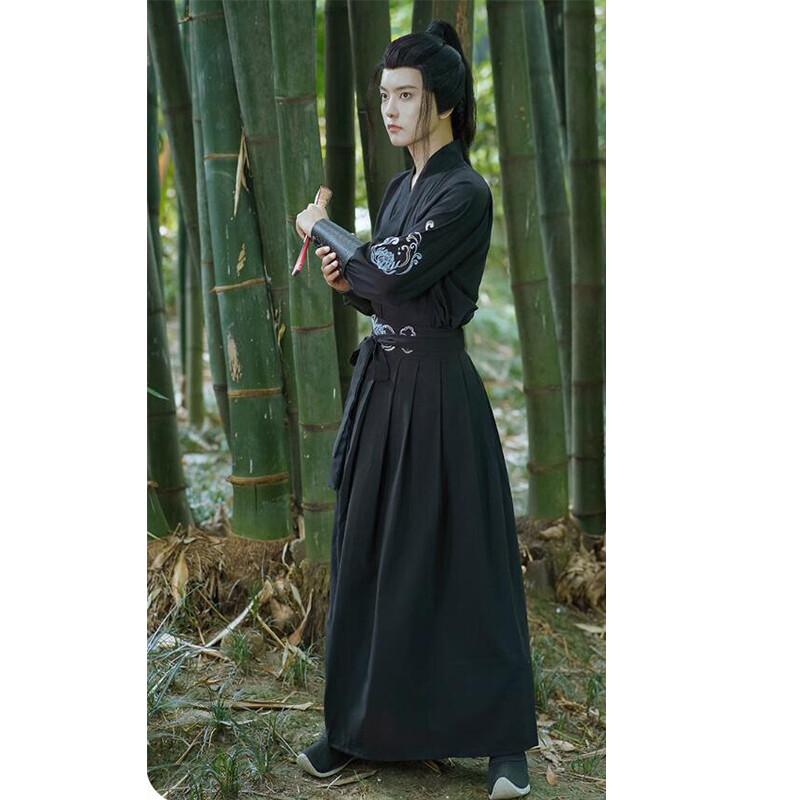 Hanfu Men Oriental Chinese Style Traditional Black Red Ancient Adult ...