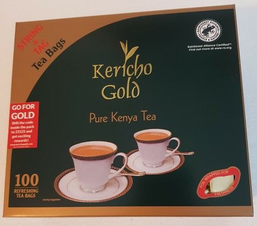 Kericho Gold Pure Kenya Tea -100 Premium Tea Bags with String & Tag ...