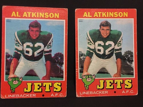 AL ATKINSON 1971 Topps Football ERROR Major RED INK Bleed Card #48 Rare ...