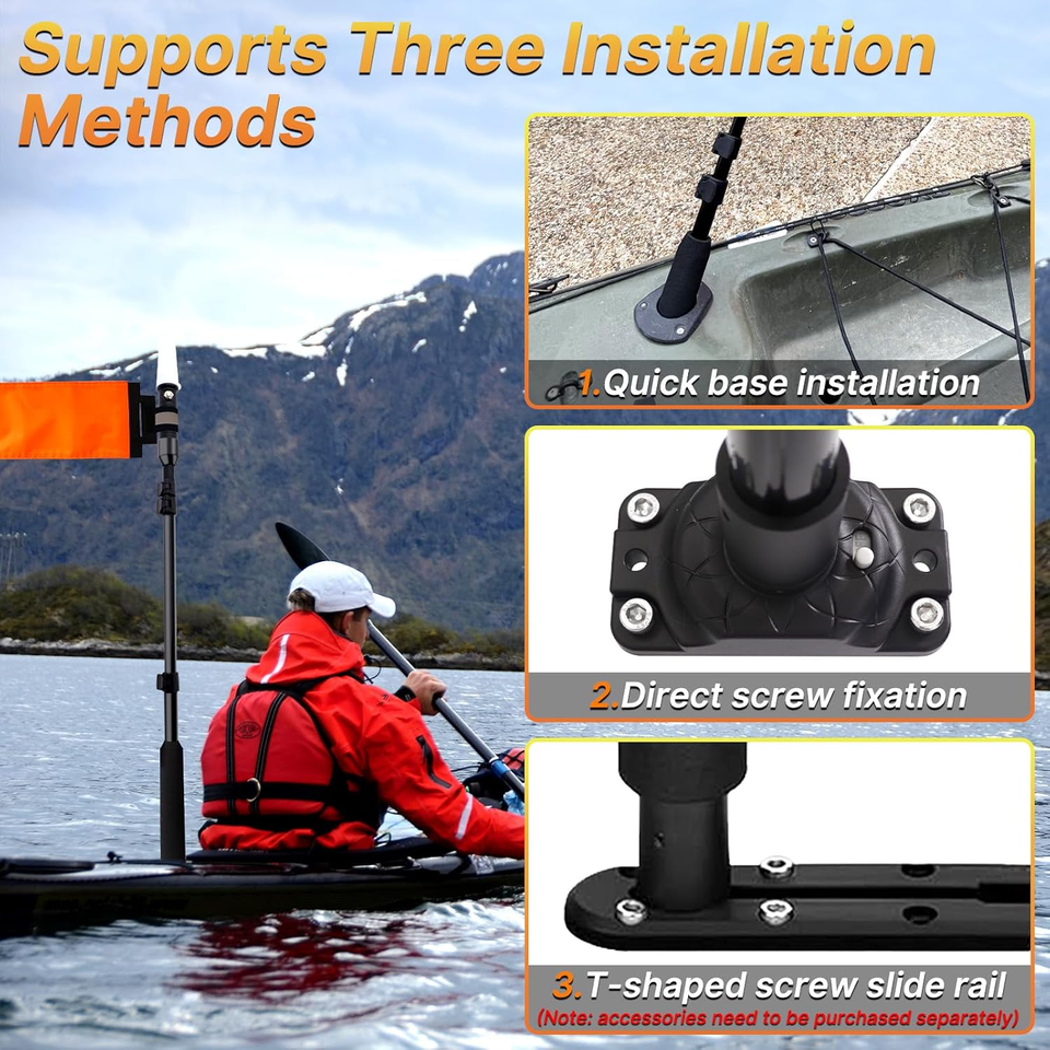 360° Kayak LED Lights with Flag - Waterproof Night Navigation for ...