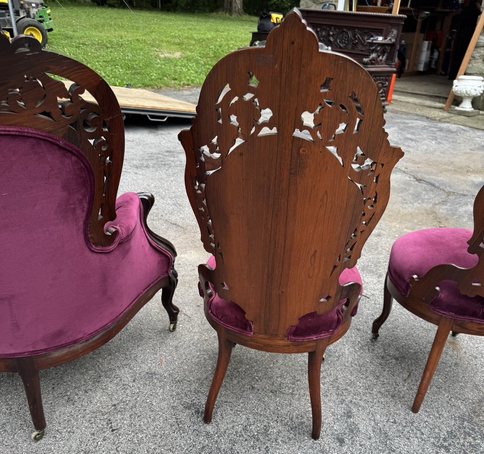 J. & J. W. MEEKS 4 PC. HAWKINS PATTERN LAMINATED ROSEWOOD PARLOR SET | eBay