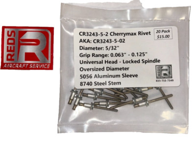 CR3243-5-2 New 20 Pack Cherrymax Rivets | eBay