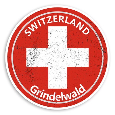 2 x 10cm Grindelwald Switzerland Vinyl Stickers Flag Luggage Sticker ...