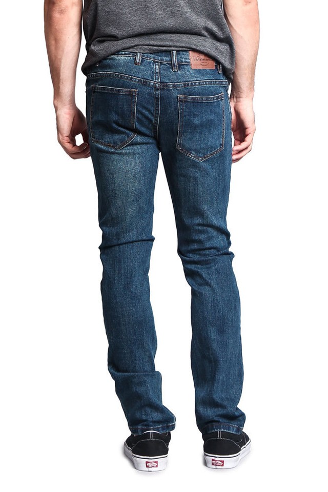 Victorious Men's Premium Washed Denim Pants Skinny Fit Stretch Jeans ...