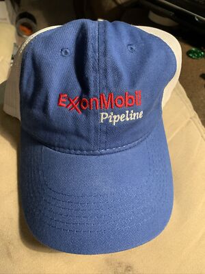 Exxon Mobil Pipeline Hat - Strap Back - Blue White - Adjustable | eBay