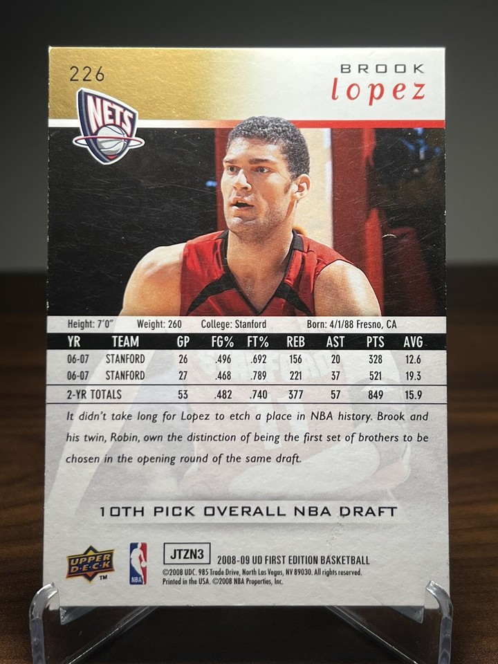 Brook Lopez Signed Autographed 2008-09 UD First Edition Basketball Card ...